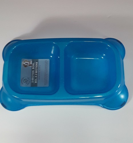 Divided Bowl Blue Non-Skid Food & Water Pet Cat Dog Bowl 16oz Divided ...