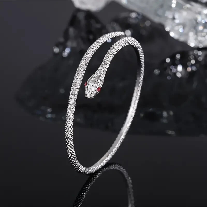Elegant Unique 925 Sterling Silver Charm Cobra Snake Design Bracelet ...