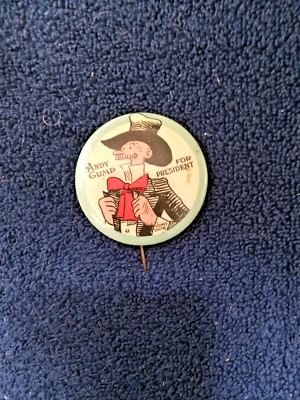Andy Gump For President 1-1/8” pinback button pin Vintage Chicago ...