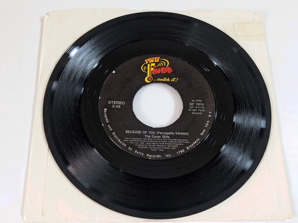 THE COVER GIRLS Because Of You 7" Single 1986 Vinyl Record THE FEVER ...