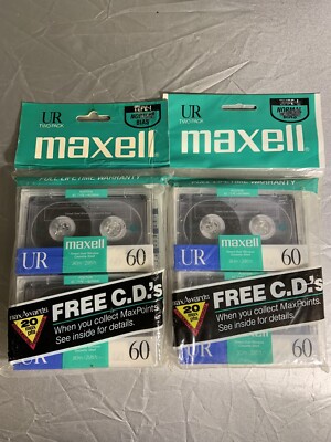 4 Maxwell Audio Cassette Recording Tapes UR 60 Normal Bias SEALED Brand ...