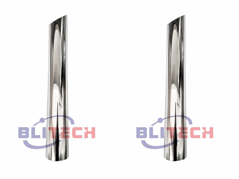 Pair of Chrome Stack Pipe 5" inch OD X 60" Length Mitre Cut Exhaust ...