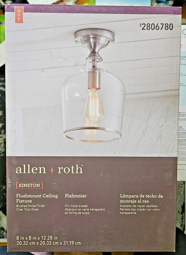 Allen + Roth Kinston Flush Mount Light Fixture Tulip Glass Brushed ...