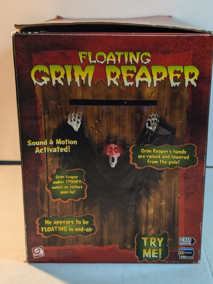 Floating Grim Reaper Ghost Scream Face Halloween 2005 Gemmy Animated ...