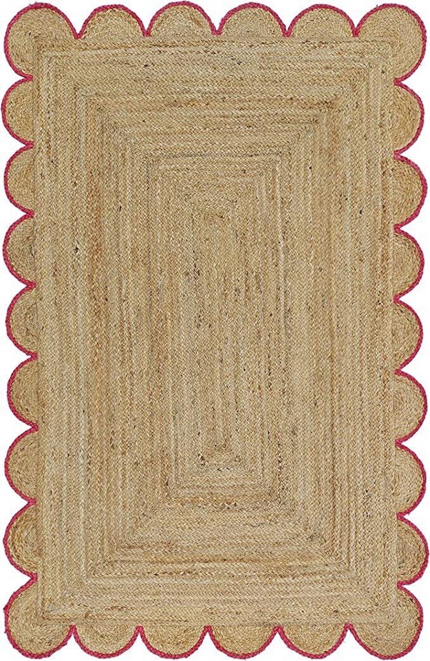Rug Scallop Hallway Carpet 100% Natural Jute Hand Braided Farmhouse ...