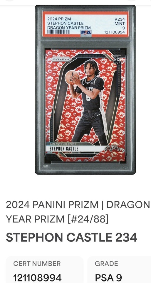 2024-25 Panini Prizm Stephon Castle #234 RC Rookie China Dragon Year ...