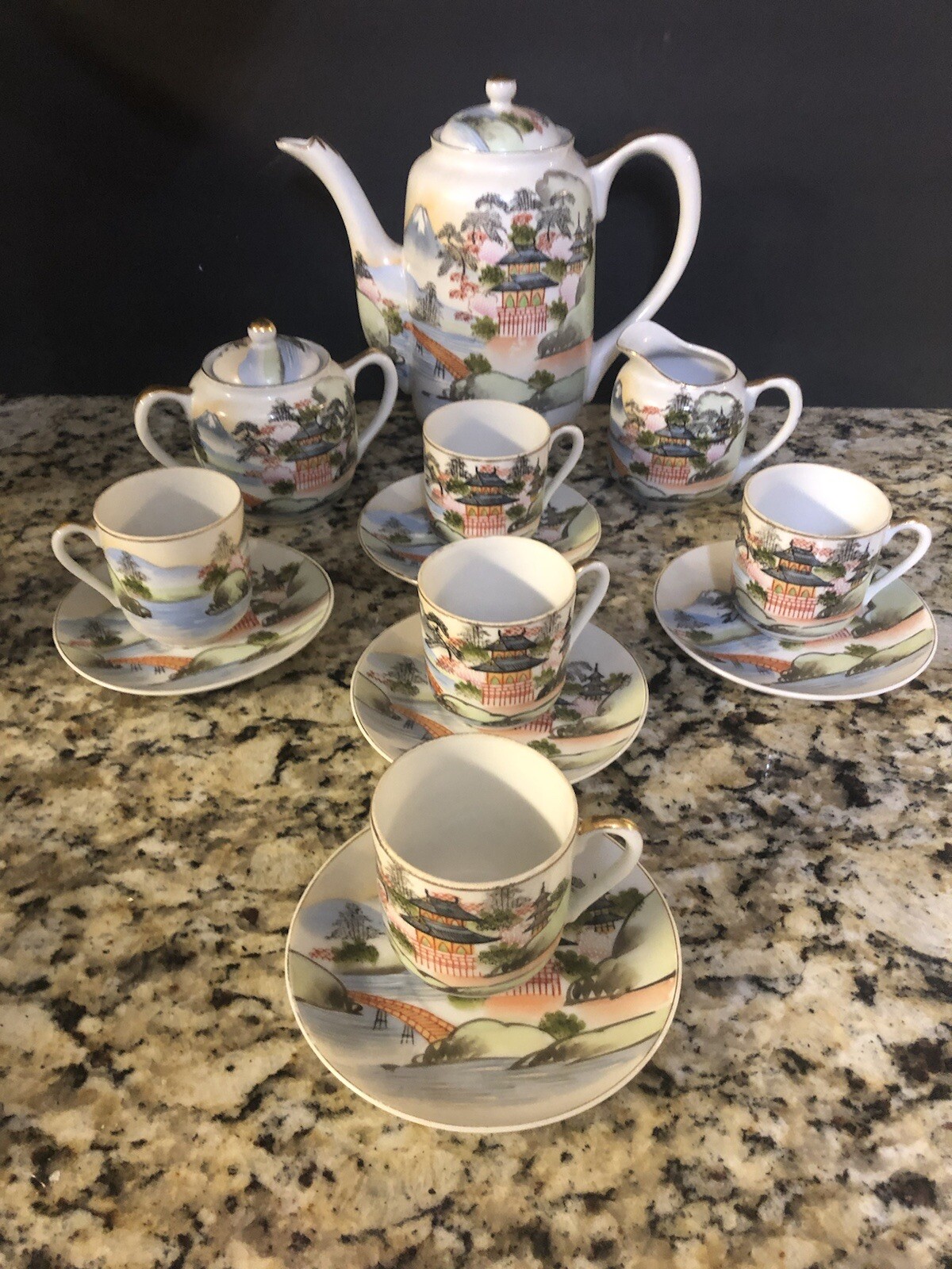 Antique Kutani Porcelain Geisha Themed 15 Piece Japanese Tea Set | eBay