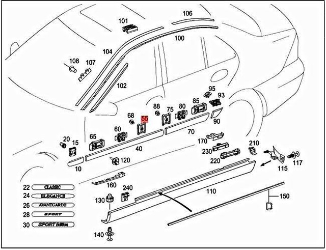 Genuine Mercedes-Benz Body Side Molding Clip 0089882178 OEM for sale ...