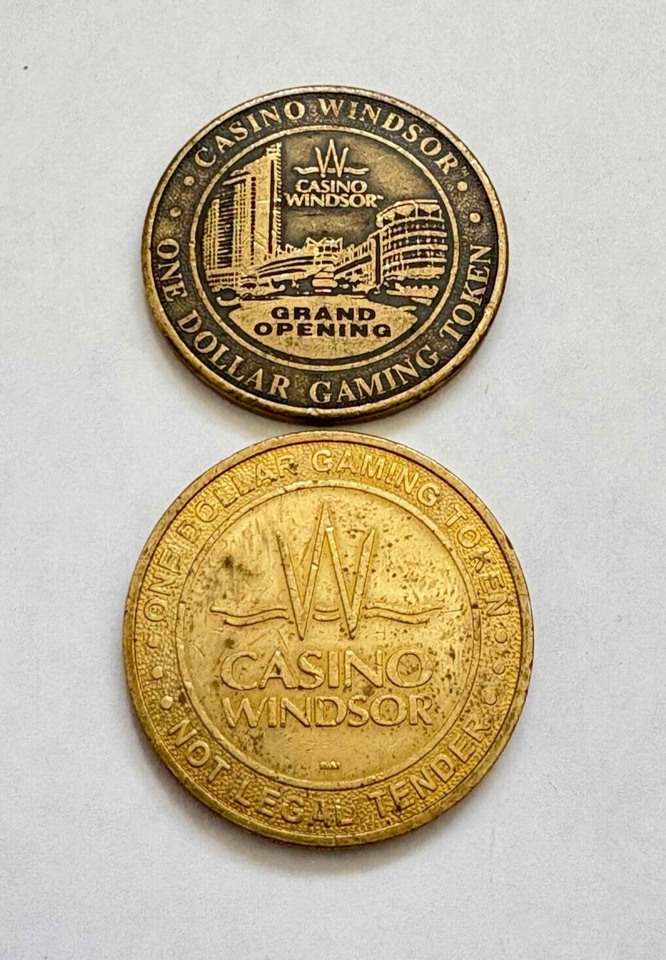 Windsor Casino set of 2 Casino Tokens Commemorative Grand Opening+ $1 ...