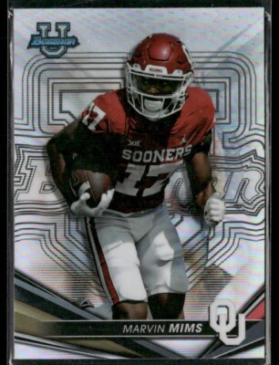 2022 Topps Bowman University Refractor Marvin Sims #40 Oklahoma Sooners ...