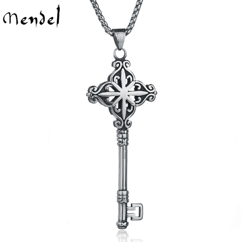 MENDEL Gothic Mens Stainless Steel Hip Hop Key Pendant Necklace Men ...