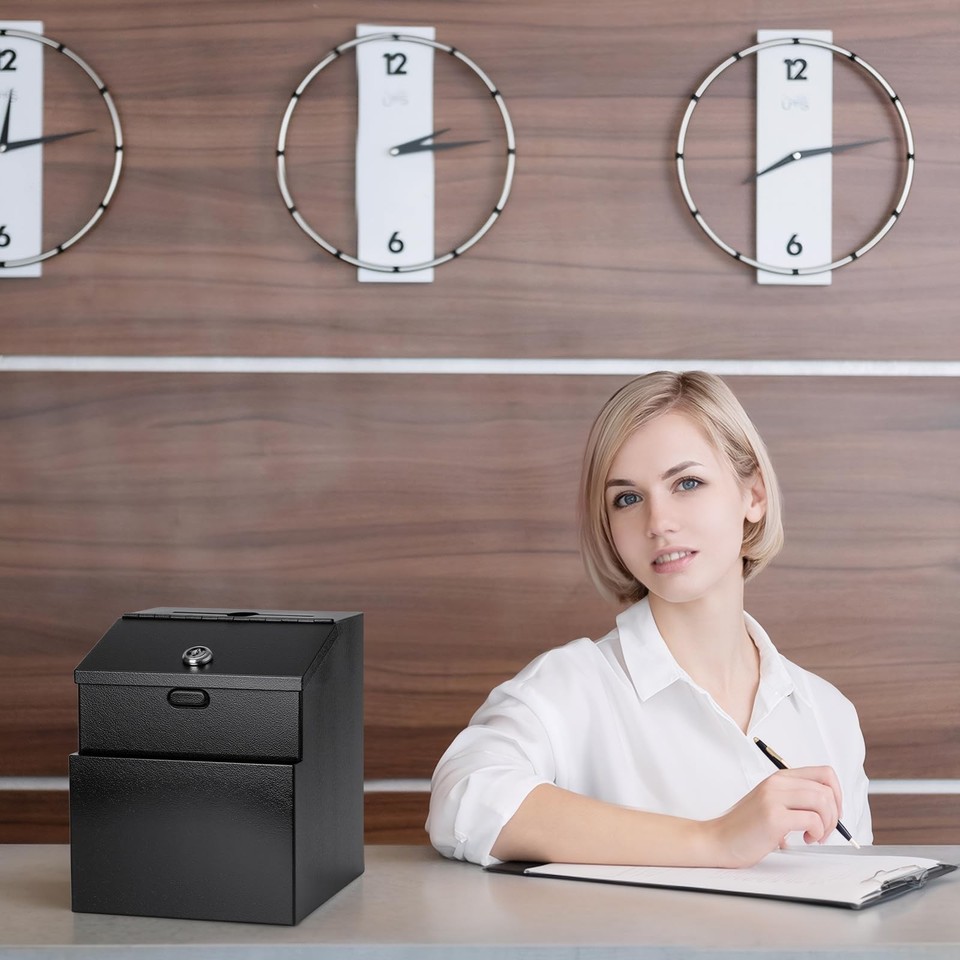 Suggestion Box with Slot and Lock Metal Wall Mounted Donation Box with ...
