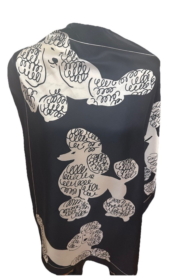 NWT Kate Spade Poodles Silk Square Scarf 100% Authentic BLACK WHITE 30 ...