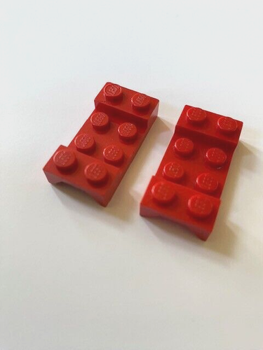 LEGO Parts: Arched Vehicle Mud Guards, 2x4, Red, Part # 60212 - Set of ...