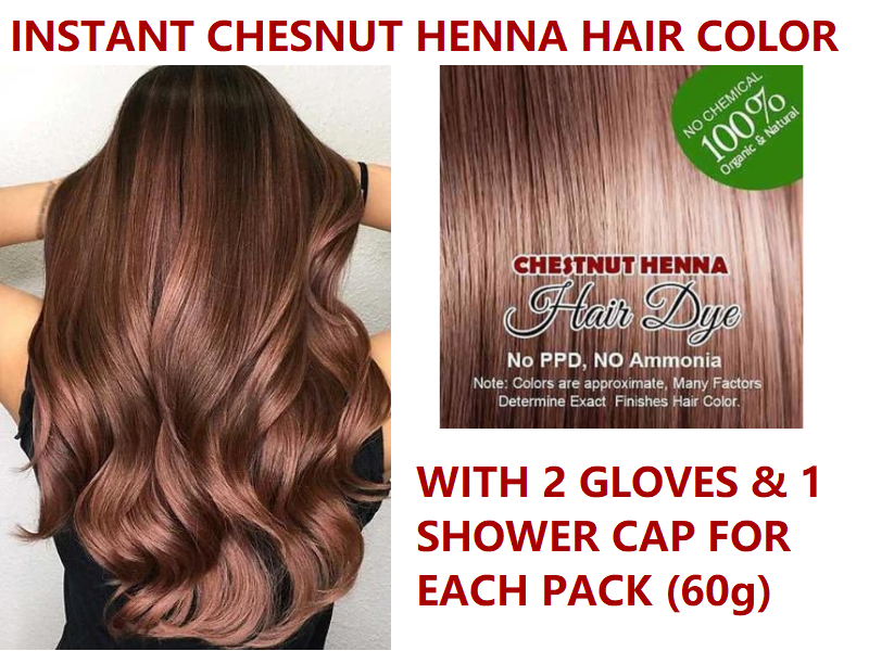 CHESNUT Henna Powder Natural Instant Hair Color Dye 100% Chemical Free ...