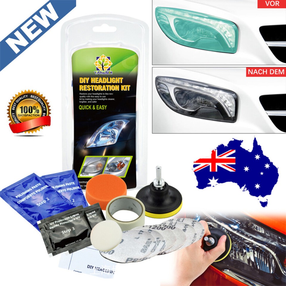 Car Lens Lamp Headlight Restoration Kit Cleaner Sanding Repair Tools ...