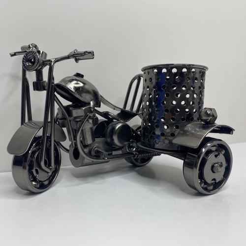 Gunmetal Gray Motorcycle & Sidecar Decorative Office Desktop Pencil Pen ...