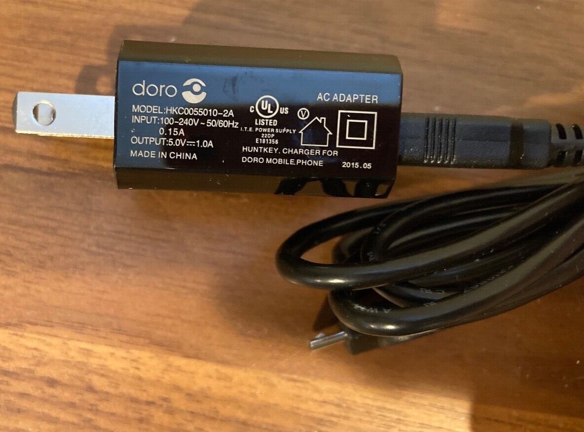 Doro HKC0055010-2A 5V/1A AC Adapter Charger w 4 ft Doro USB Cable Nice ...