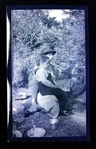 1930s Mother Daughter Picnic Girl Newspaper Vintage Photo Negative 4.25 ...