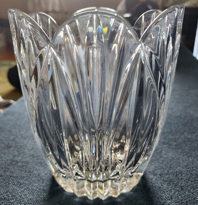 Large Block Scalloped Lead Crystal Vase 7" Tall 6.6" Wide Signed | eBay
