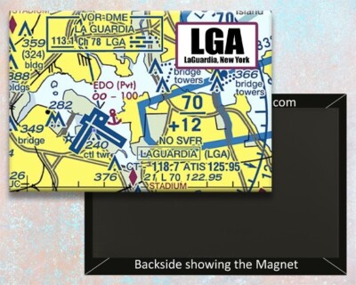 LGA LaGuardia Sectional Map Handmade 3.25" x 2.25" Fridge Magnet ...