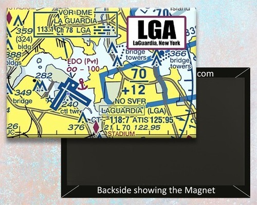 LGA LaGuardia Sectional Map Handmade 3.25" x 2.25" Fridge Magnet ...