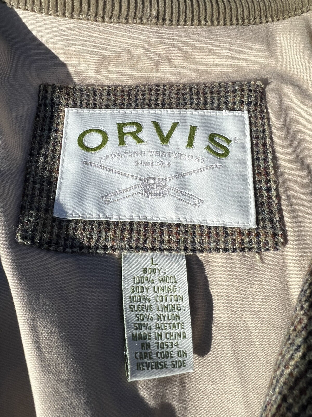 Men's Orvis Tweed Wool Bomber Harrington Jacket Sport… - Gem
