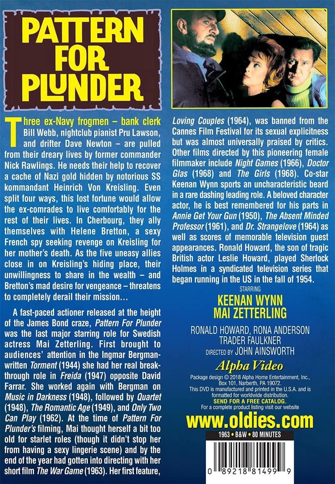 Pattern For Plunder (DVD) Mai Zetterling Keenan Wynn Ronald Howard Rona ...