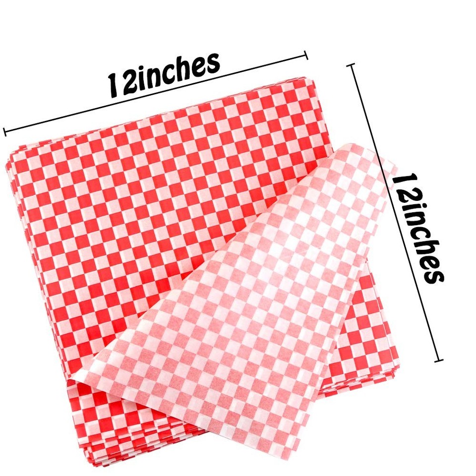 Checkered Dry Waxed Deli Paper Sheets 100 Count Red Basket Liners | eBay