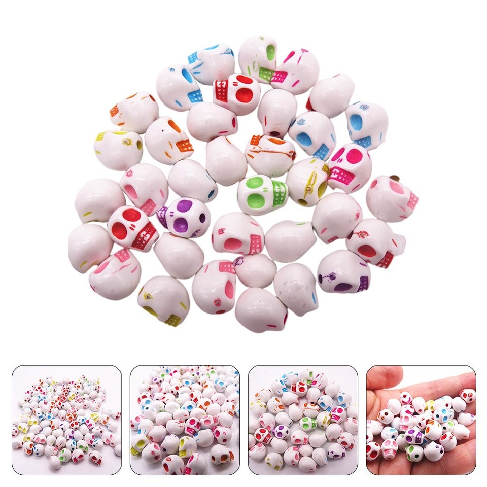 200 Pcs Spacer Beads for Jewelry Making Skull Hair Head Jewellery ...