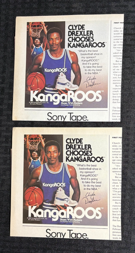 1983 KANGAROOS BASKETBALL SHOE 6x6" Print Ad FN/FN+ Clive Drexler LOT ...