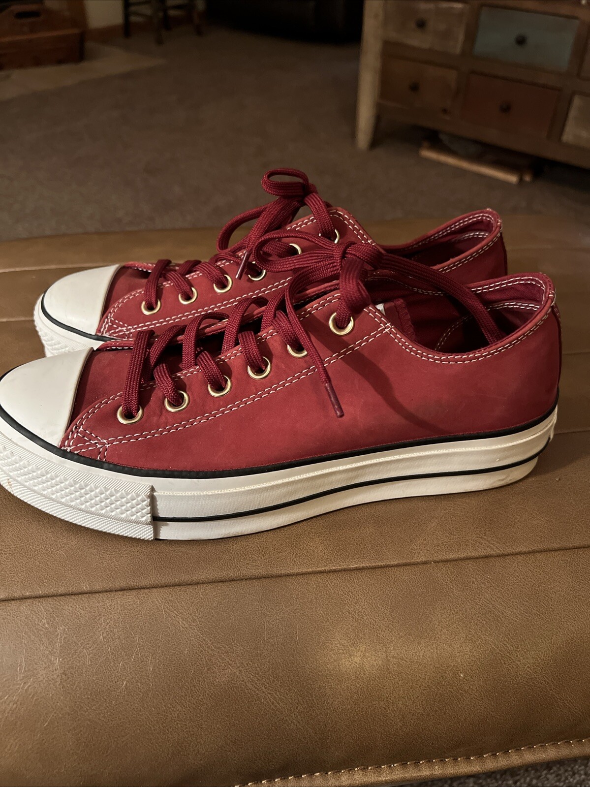 Women’s Red Suede Leather Converse Platform Tennis Sh… - Gem