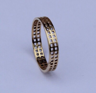 Net Design Silver Ring Handmade Women Band Anxiety Thumb Ring Valentine ...