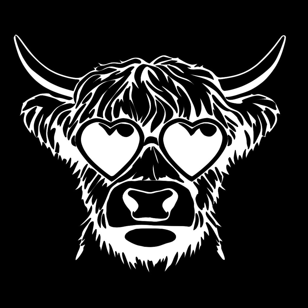 Highland Cow Outline Cute Decal Vinyl bumper Sticker Car Laptop 6 Inch ...