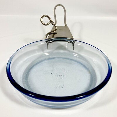Pyrex Flameware Blue Glass #817-B Skillet Fry Pan w/ Detachable Metal ...
