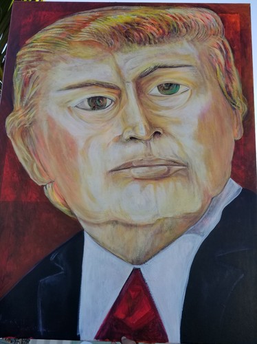Original 45" x 36" President Donald J Trump Painting in Cubist style | eBay