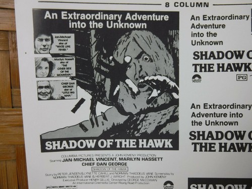 SHADOW OF THE HAWK Movie Mini Ad Sheet VTG Advertising Poster Clip Art ...