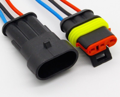 Waterproof Electrical Wire Auto Connectors Plug Set with Cable 3 Pins ...