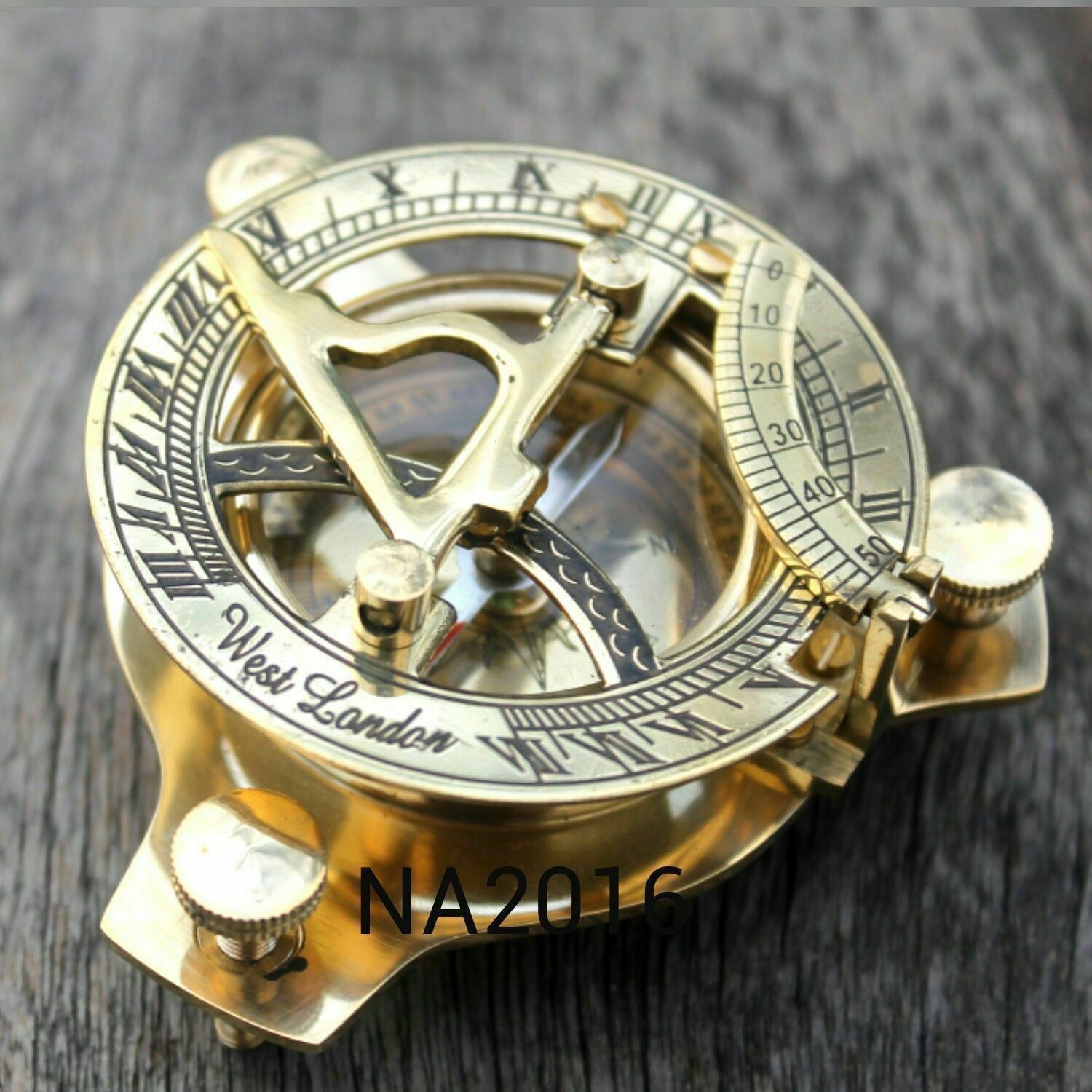 Maritime Sundial Brass Compass Wristwatch with Leather Strap Steampunk ...
