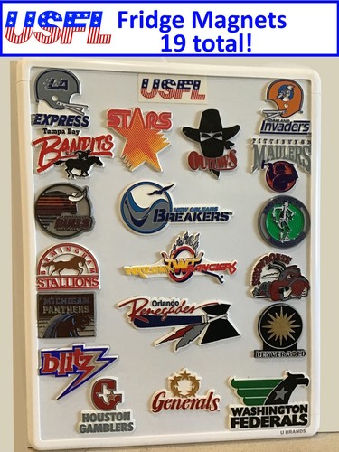 USFL fridge magnet set, U.S.F.L.,NFL,WFL,AFL, standings board magnets ...
