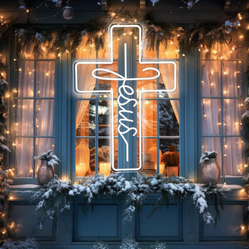 23.6'' Large Christmas Bethlehem Cross LED Cross Light Jesus Neon ...