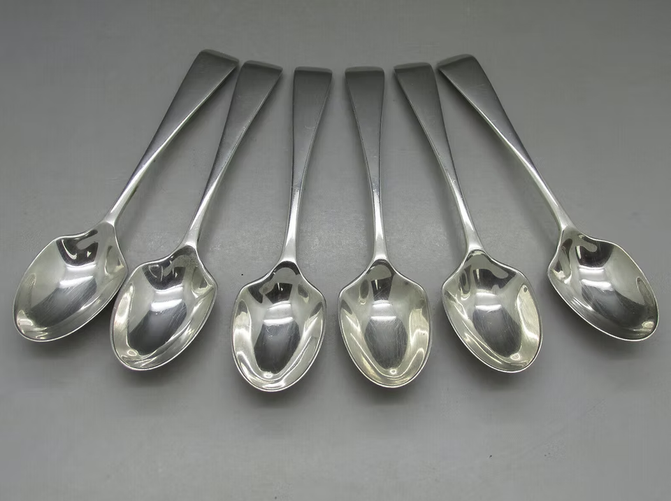 1903 EGG SPOONS EDWARDIAN SUPERB CASED SET 6 HALLMARKED SILVER 115 ...