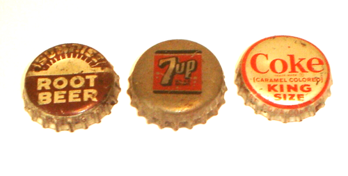 Vintage Lot of 3 Cork Lined Soda Bottle Caps Sun-Rise Root Beer, 7UP ...