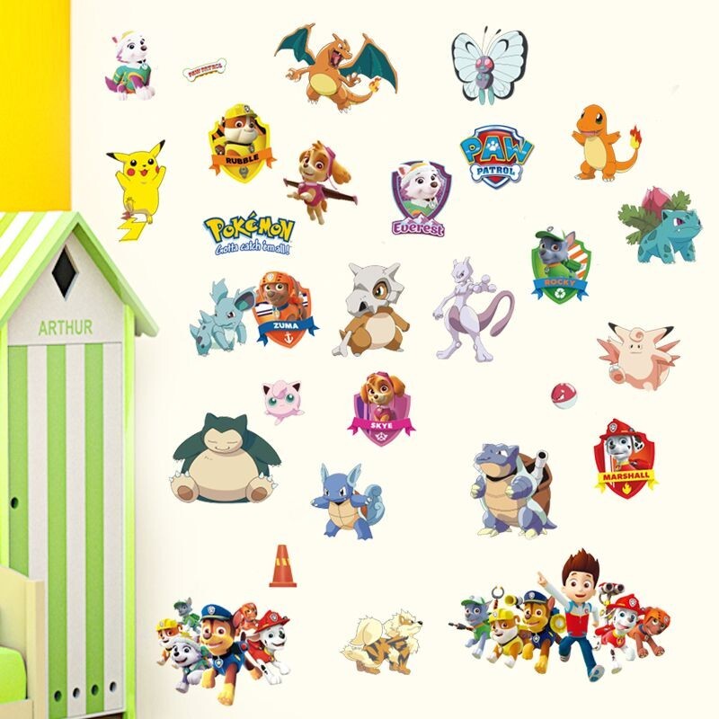 Pokemon and other animation mix, children's bedroom wall stickers UK 15 ...