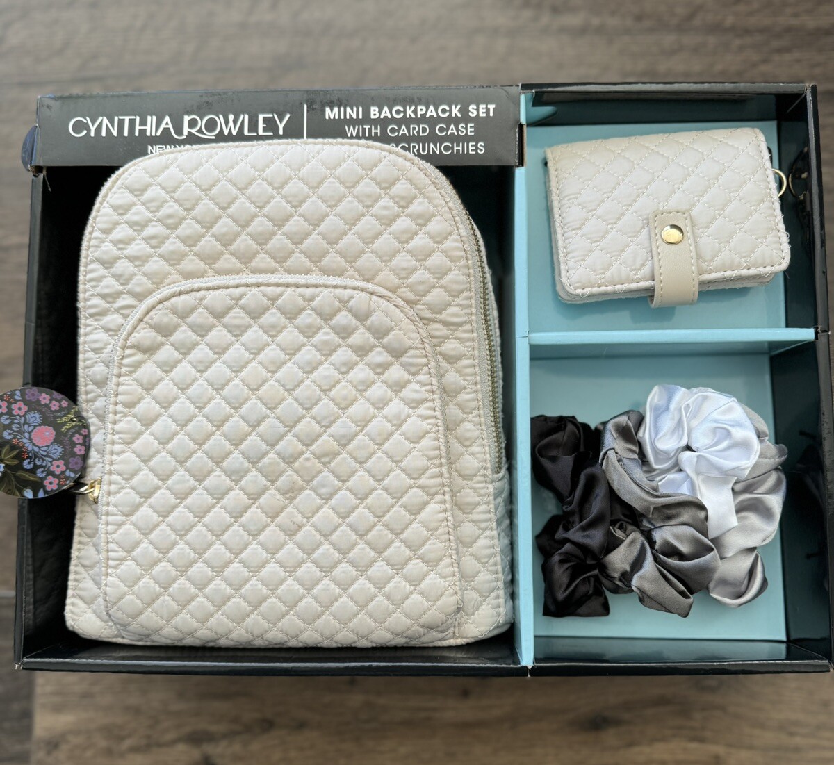 Cynthia Rowley Cream Quilted Mini Backpack Gift Set with Card Case & 4 ...