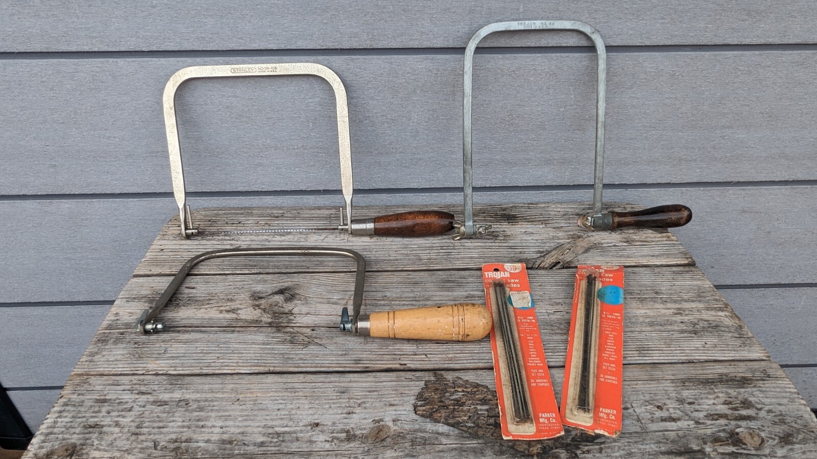 Lot of 3 Vintage Coping Saws - Stanley Nicholson Trojan - Extra Blades ...