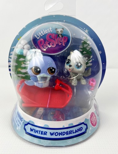 Littlest Pet Shop LPS WINTER WONDERLAND #17 Walrus #20 Wolf Snow Globe ...