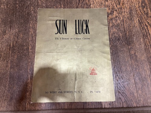 Sun Luck Chinese American Restaurant Dinner Menu NY New York City 1950 ...