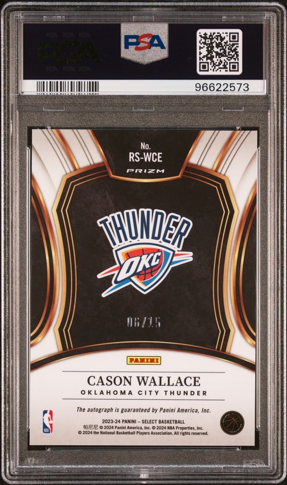 2023 PANINI SELECT RC SIGNATURES #RSWCE CASON WALLACE ROOKIE 6/15 PSA ...