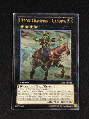 YUGIOH HEROIC CHAMPION GANDIVA ABYR-EN042 1ST ULTIMATE LIGHT PLAY | eBay